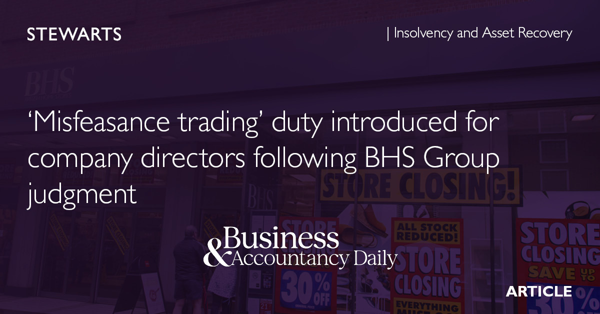 ‘Misfeasance trading’ duty introduced for company directors following ...
