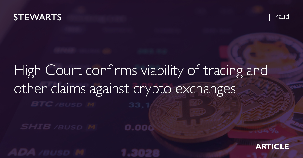 High Court confirms viability of tracing and other claims against ...