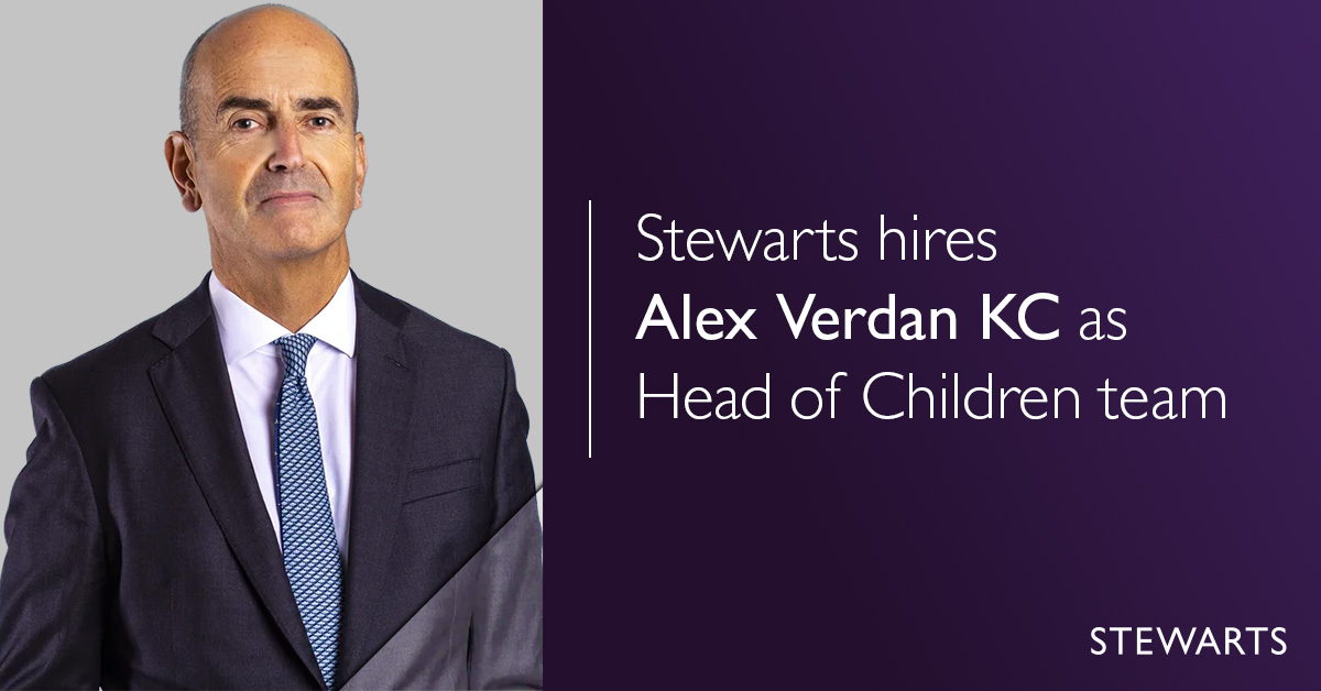 Stewarts hires Alex Verdan KC as Head of Children team - Stewarts