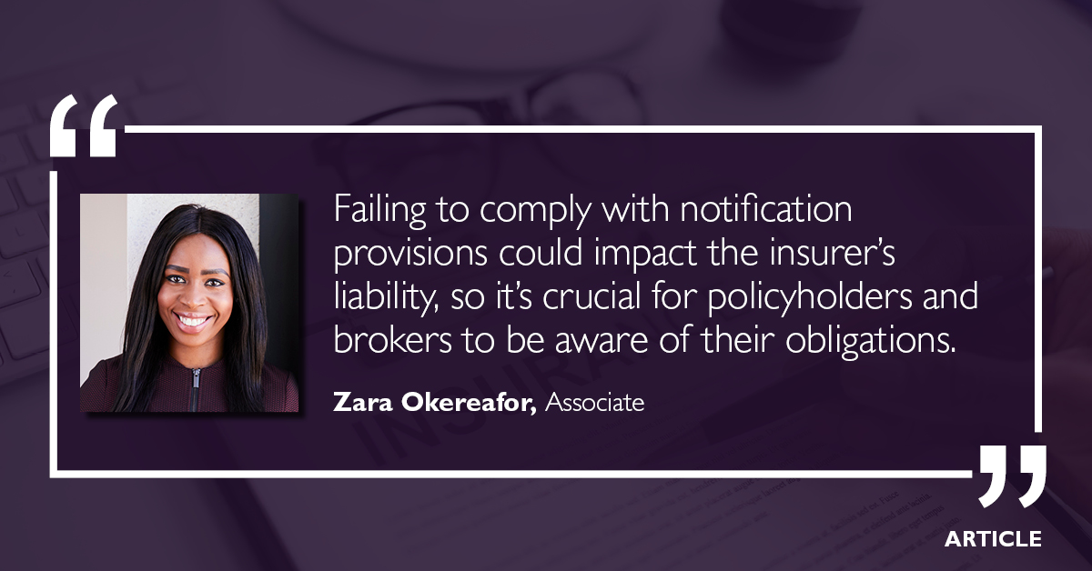 A guide to notification obligations under insurance policies - Stewarts